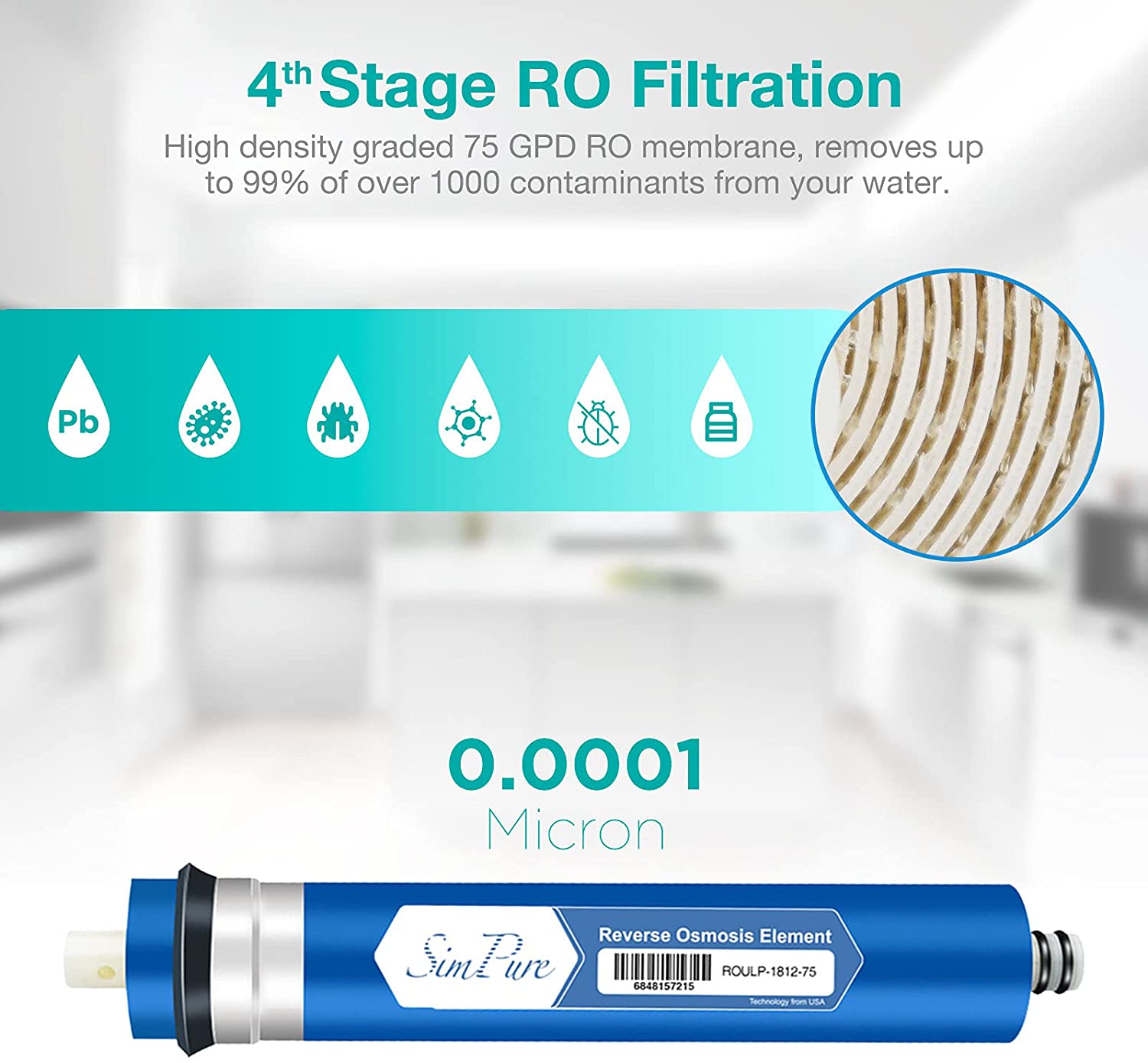 6 Stage PH Alkaline Reverse Osmosis Drinking Water Filter System Faucet ...