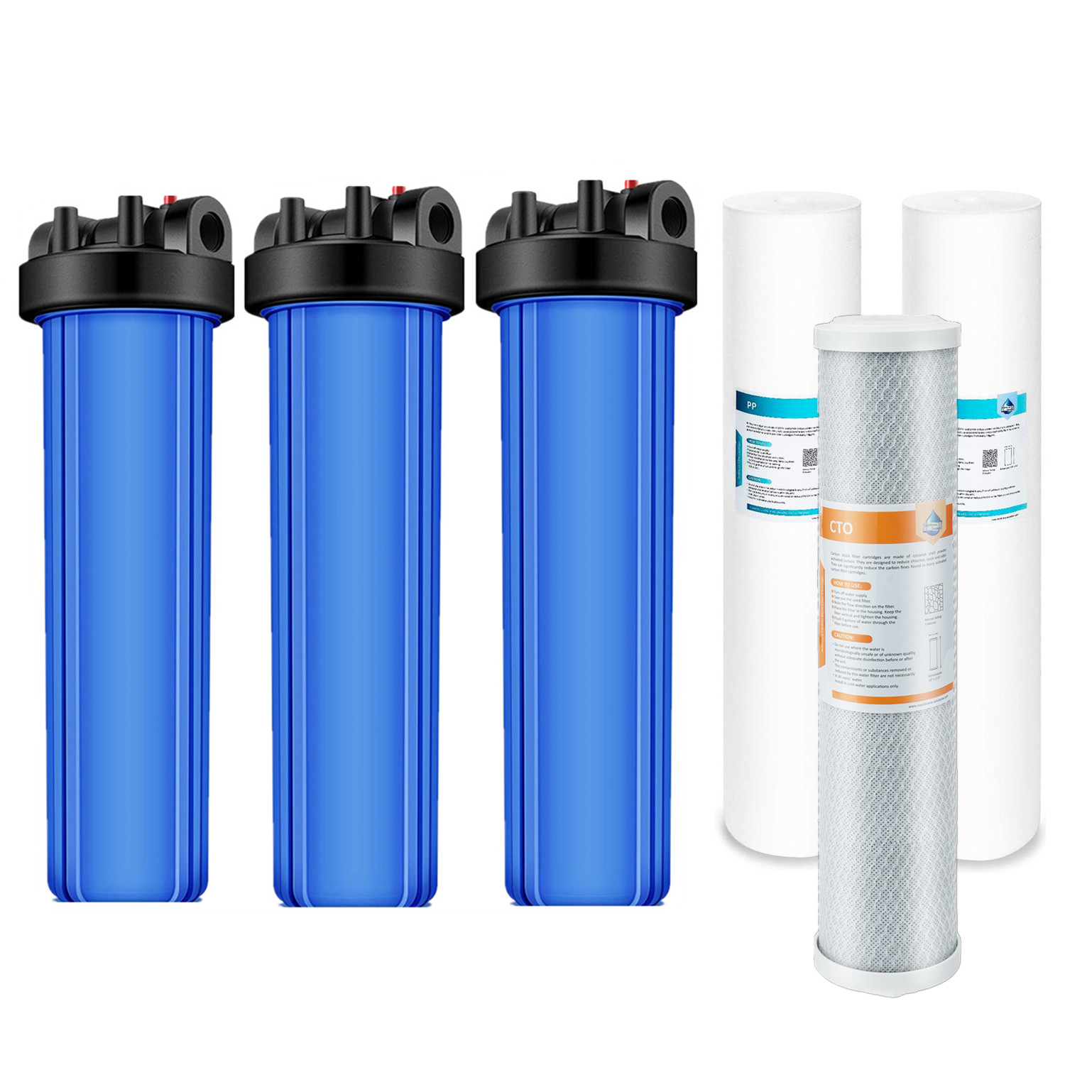 20" x 4.5" Big Blue Whole House Water Filter Housing Filtration System ...