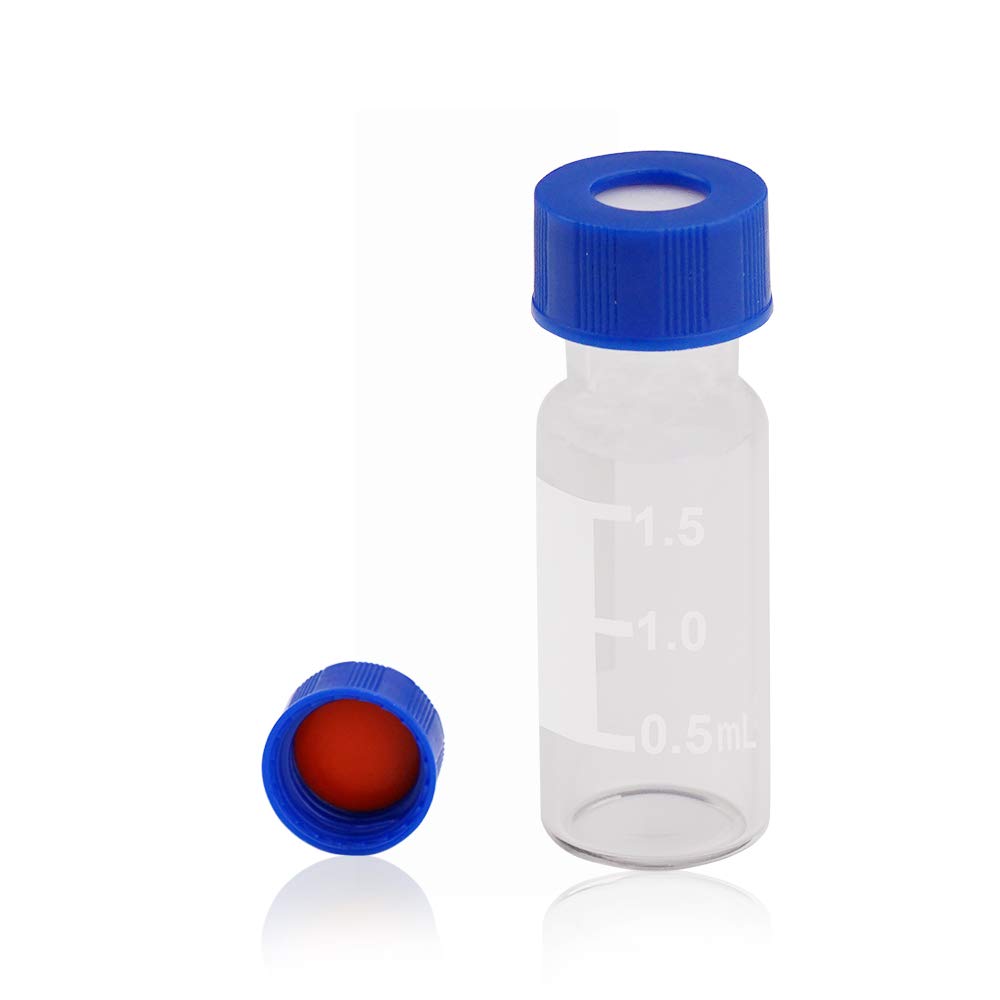 100Pcs 2ml Glass Vials Bottles Clear Containers w/ lids and septa for ...