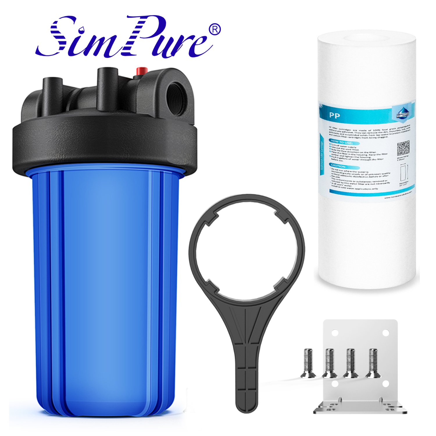 4.5" Big Blue Whole House Pre-Water Filter Housing for Water Filtration ...