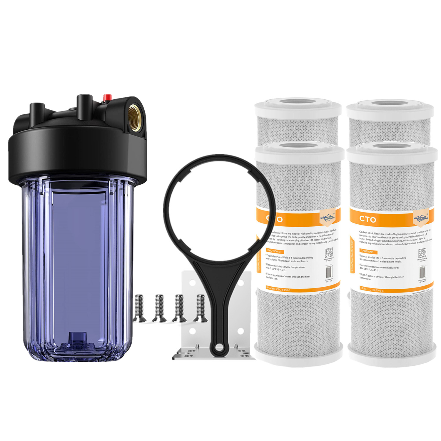 SimPure 10 Inch Whole House Water Filter Housing 4.5" x 10" Carbon ...