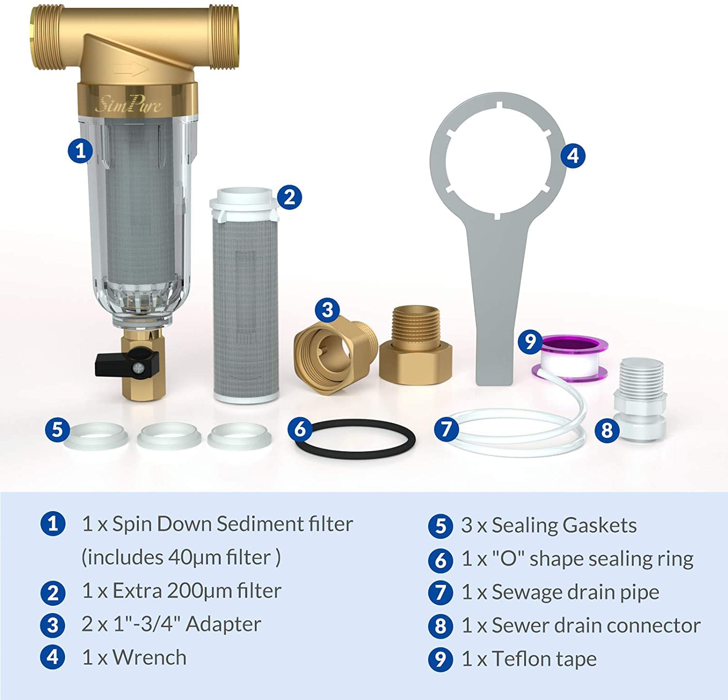 SimPure 10 Inch Whole House Water Filter Housing 4.5" x 10" Carbon ...