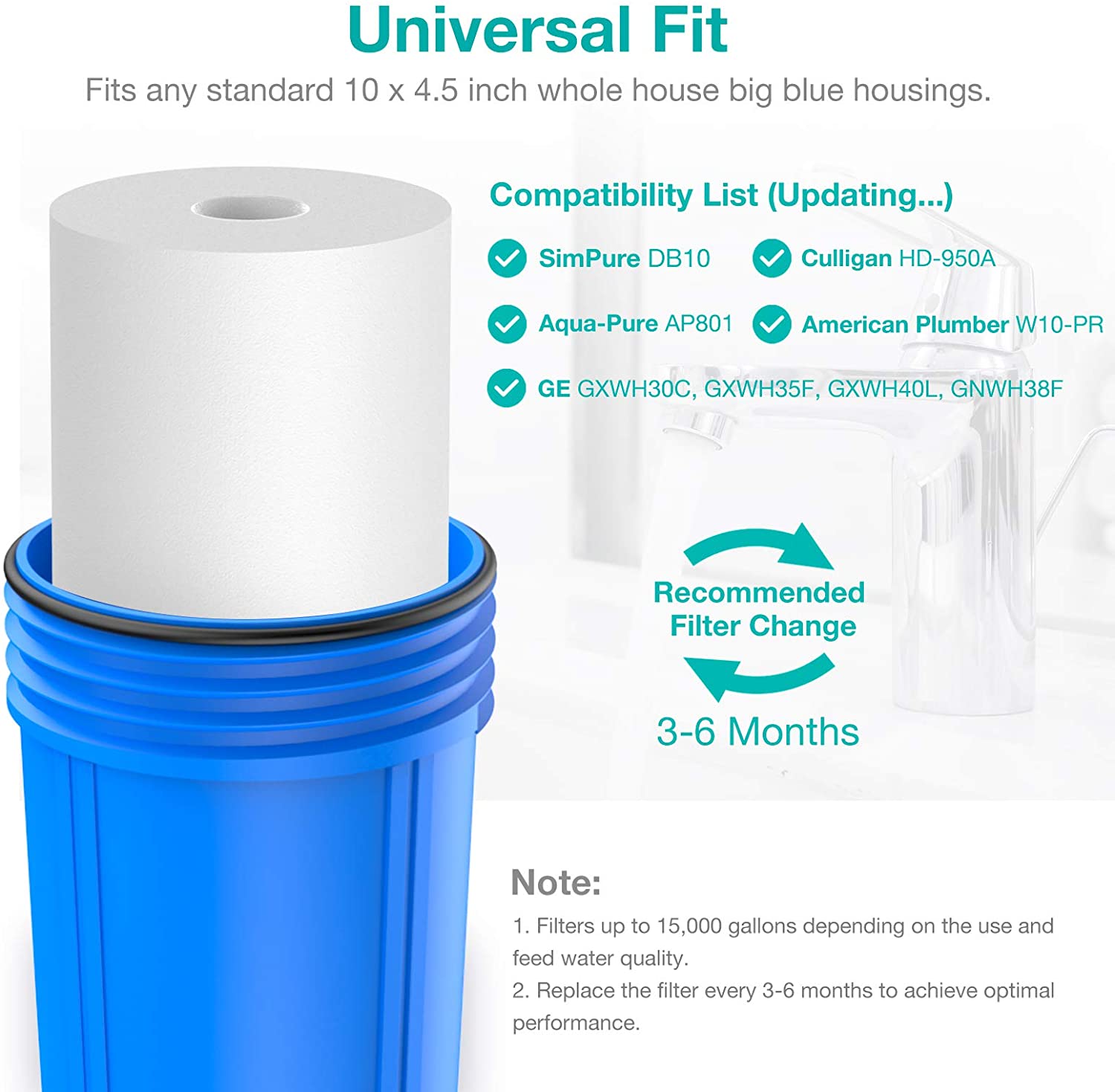 10 Inch Big Blue Whole House Water Filter Housing Filtration System 10 ...