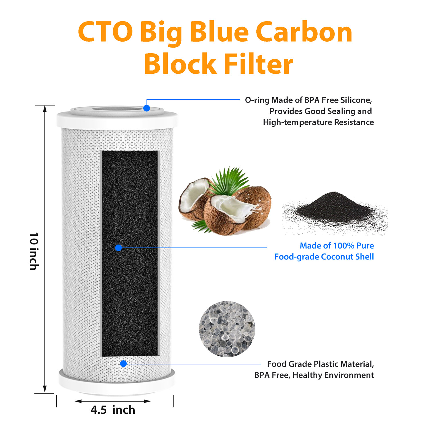 10 Inch Big Blue Whole House Water Filter Housing Filtration System 10 ...