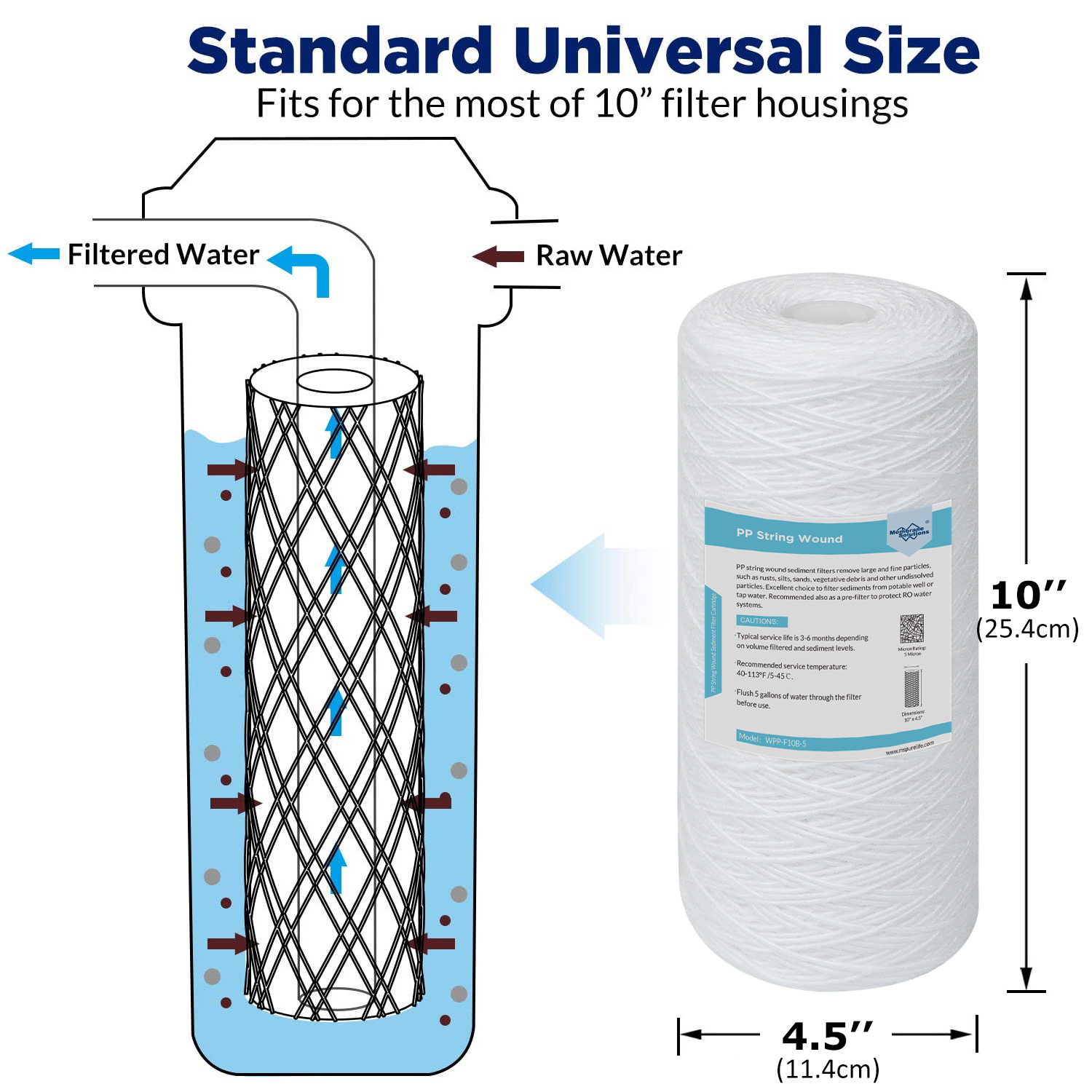 10 Inch Big Blue Whole House Water Filter Housing Filtration System 10 ...