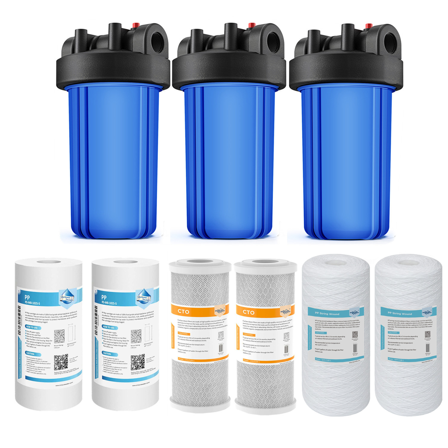 10 Inch Big Blue Whole House Water Filter Housing Filtration System 10 ...