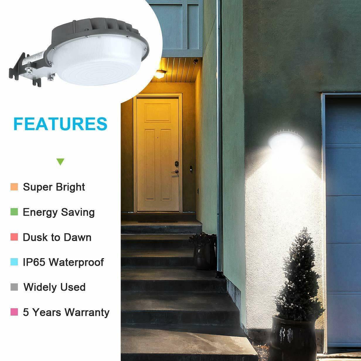 Outdoor Security Barn Lights Photocell Dusk to Dawn Waterproof Yard LED ...