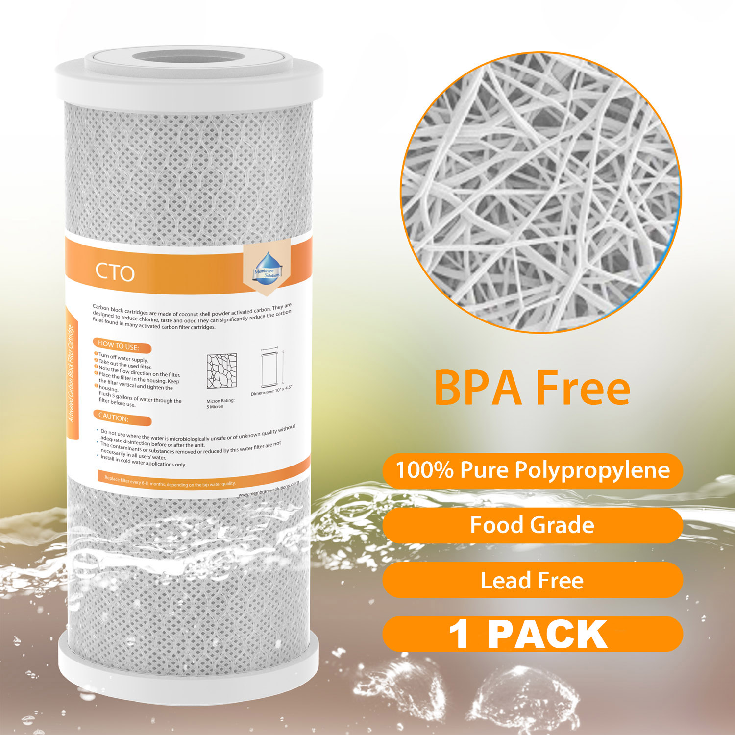 10"x4.5" CTO Carbon Water Filter Whole House Replacement Cartridges Fit ...