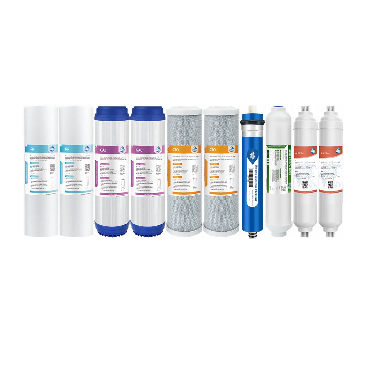 6 Stages pH Reverse Osmosis Water Filter Set w/ 36/50/75/100/150 GPD RO ...