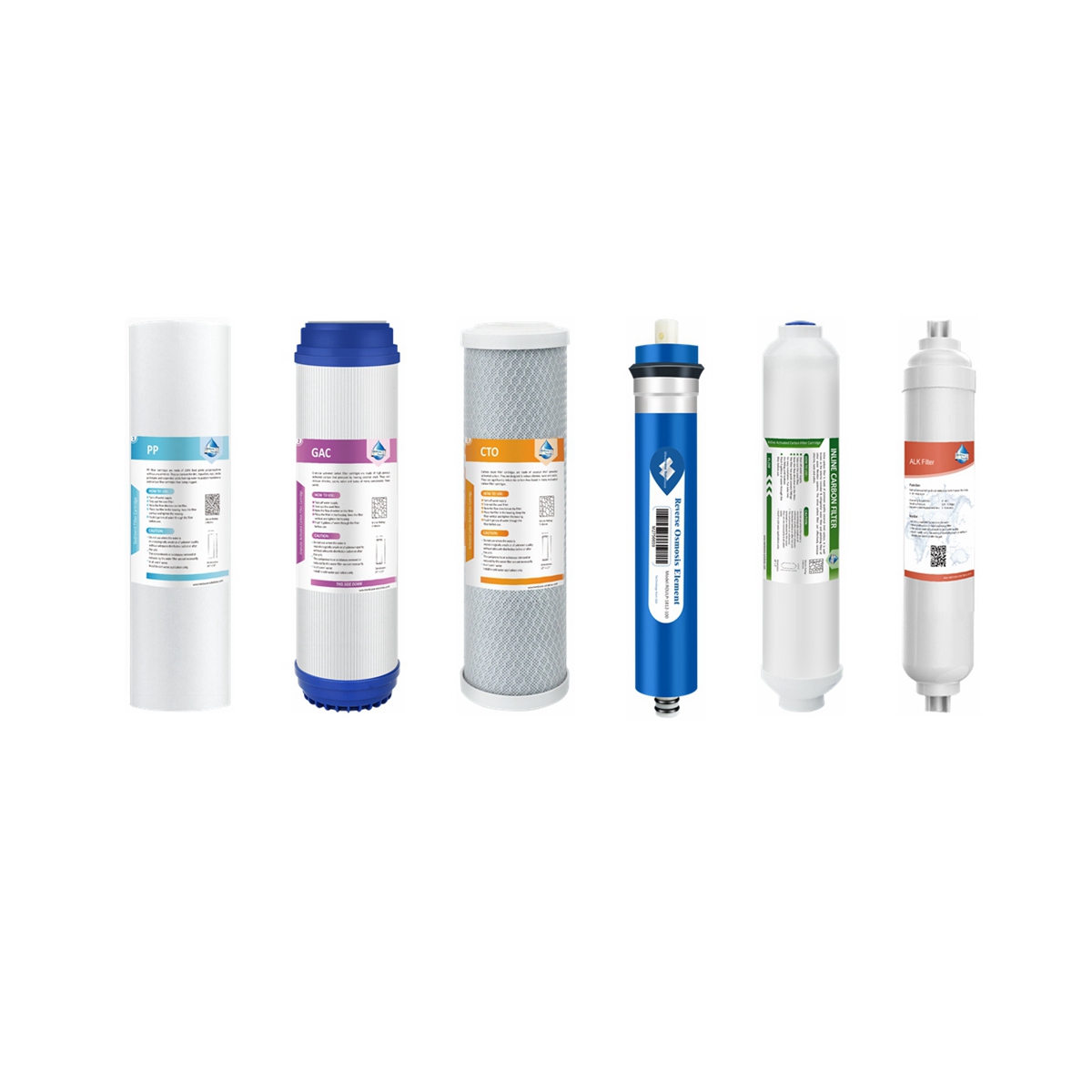 6-Stage pH Alkaline Reverse Osmosis Water Filter Full Set w/ 100 GPD RO ...