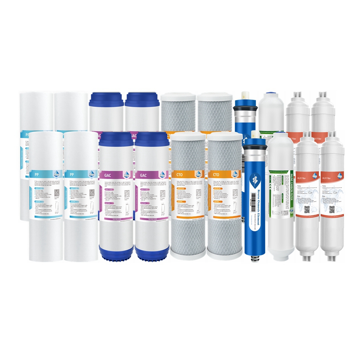 6-Stage pH Alkaline Reverse Osmosis Water Filter Full Set w/ 100 GPD RO ...