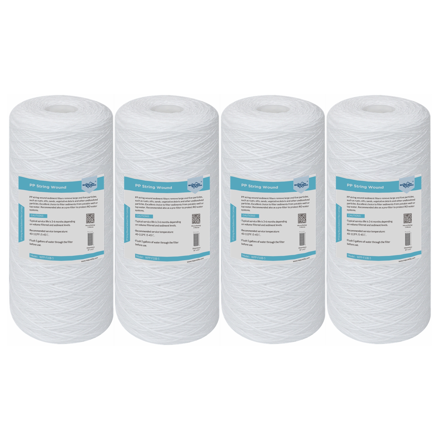 1-6 Pack 10" x4.5" String Wound Sediment Water Filter for Big Blue 1/5 ...