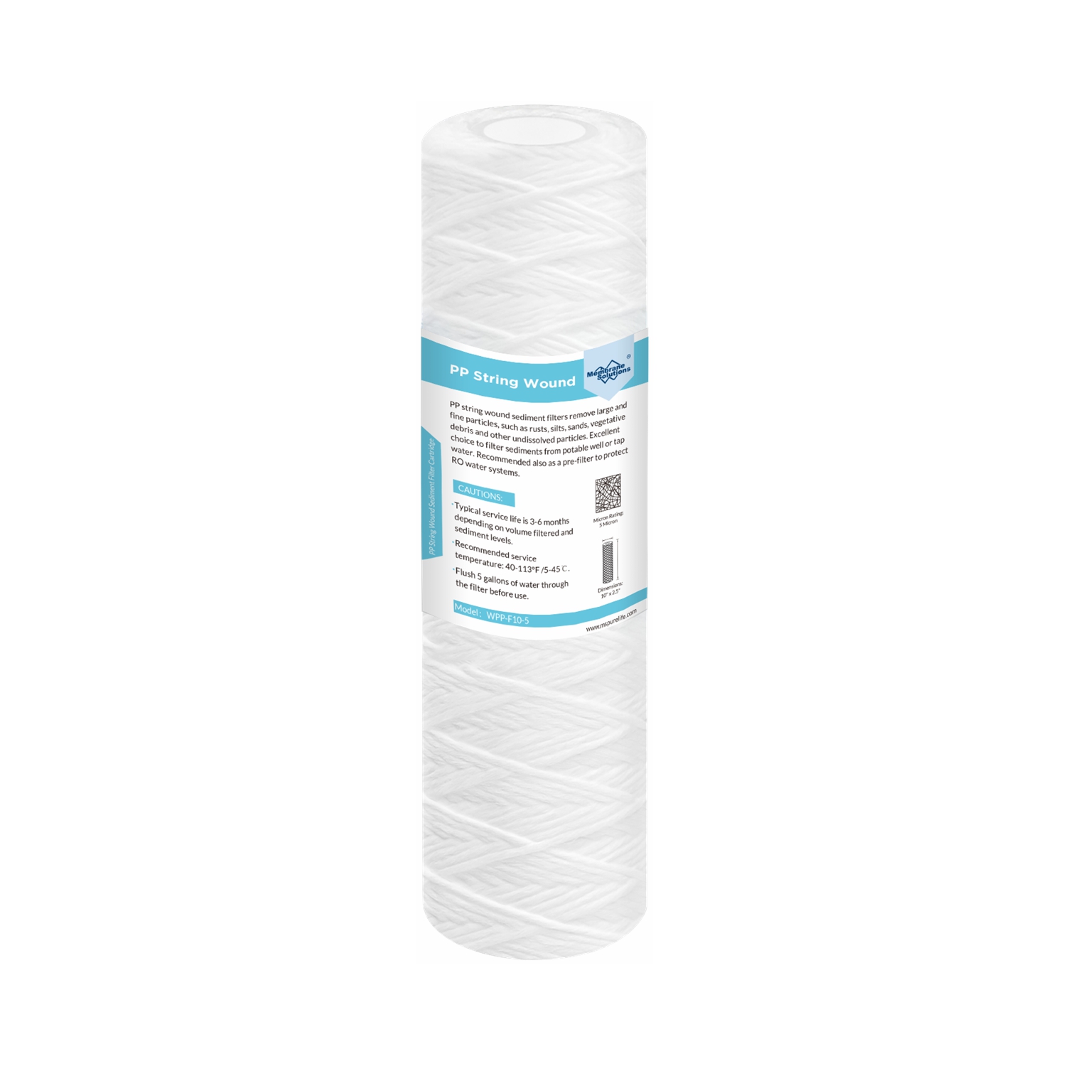 25 Pack 30 Micron 10" x2.5" String Wound PP Whole House Sediment RO Water Filter | eBay