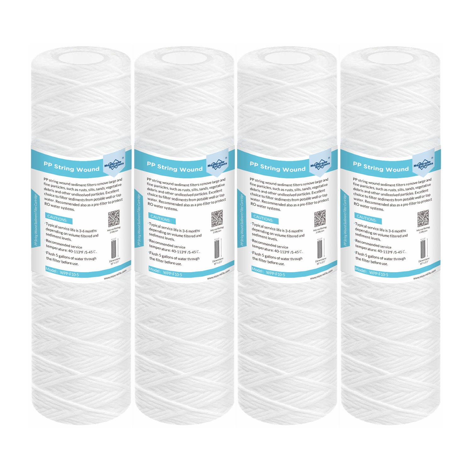 25 Pack 30 Micron 10" x2.5" String Wound PP Whole House Sediment RO Water Filter | eBay