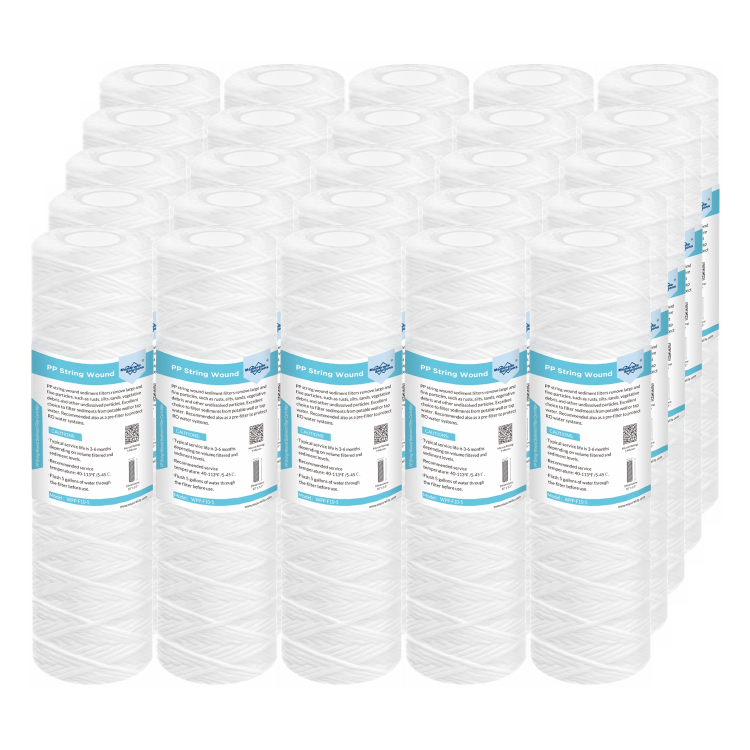 25 Pack 30 Micron 10" x2.5" String Wound PP Whole House Sediment RO Water Filter | eBay