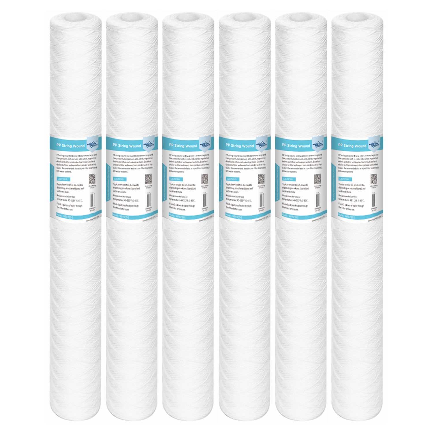 50 Pack 20" x 2.5" String Wound Sediment Water Filter Whole House Well ...