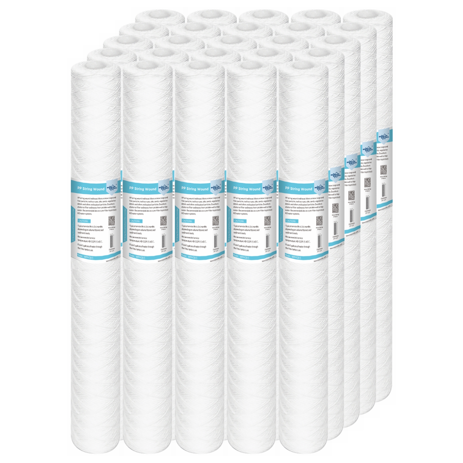 50 Pack 20" x 2.5" String Wound Sediment Water Filter Whole House Well ...