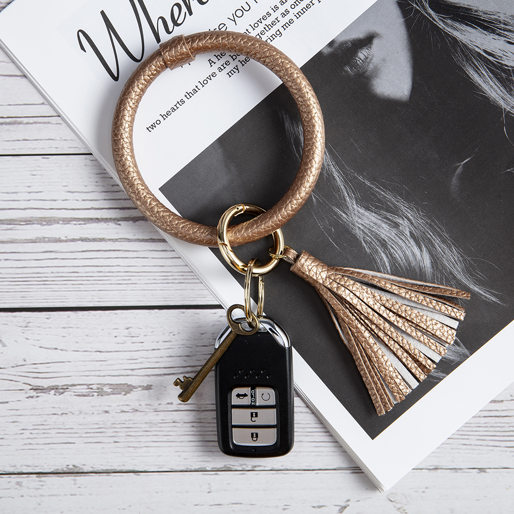 Round Key Ring Chains Oversized Bracelet Bangle Holder Tassel keychain ...