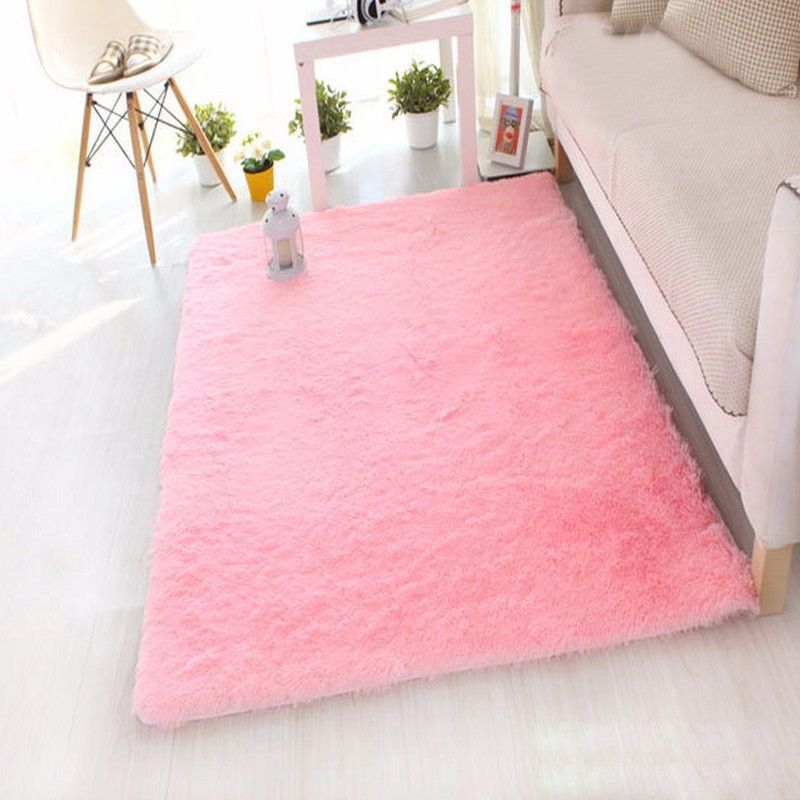 Soft Square Fluffy Rug Anti-Skid Shaggy Carpet Floor Mat Home Bedroom ...