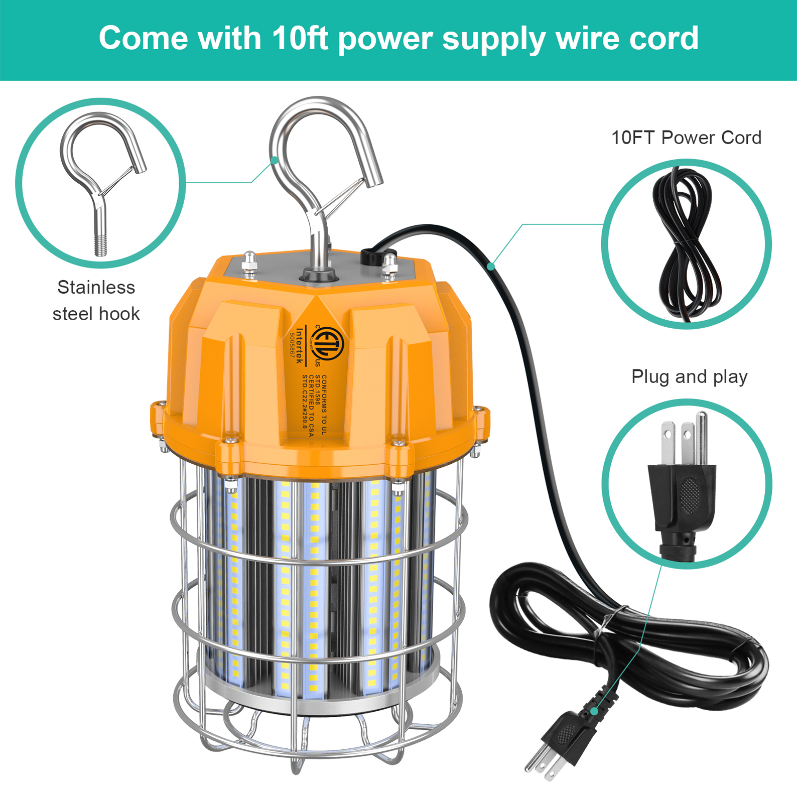 LED Construction Work Light Portable Temporary Jobsite Light 80W 100W ...