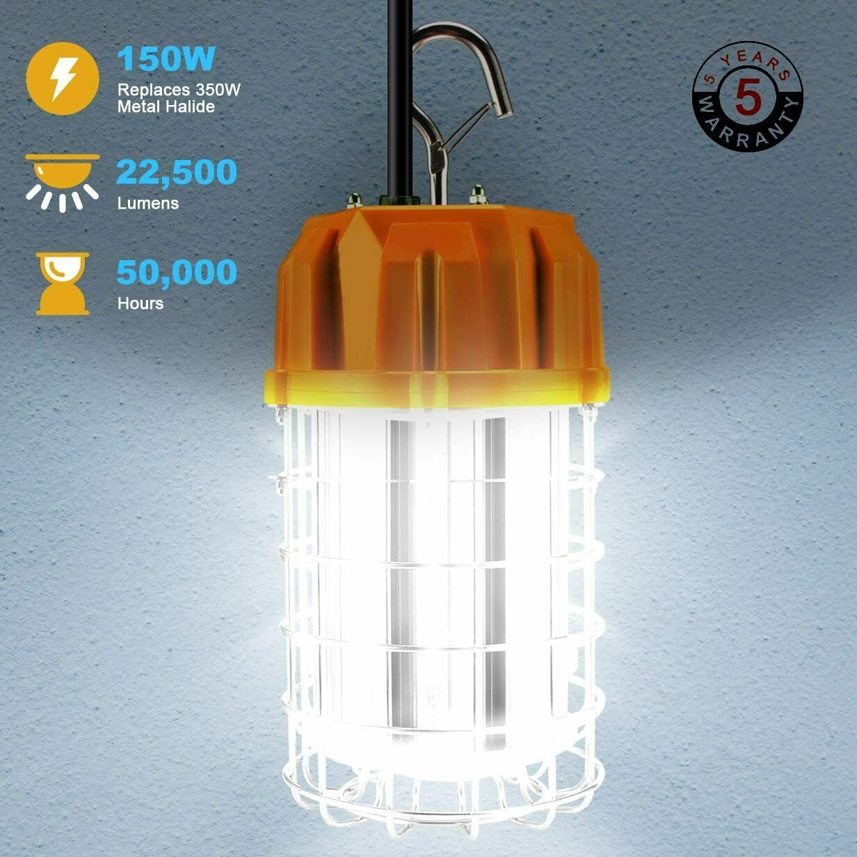 80W 100W 125W 150W High Bay LED Temporary Work Light Garage Jobsite ...
