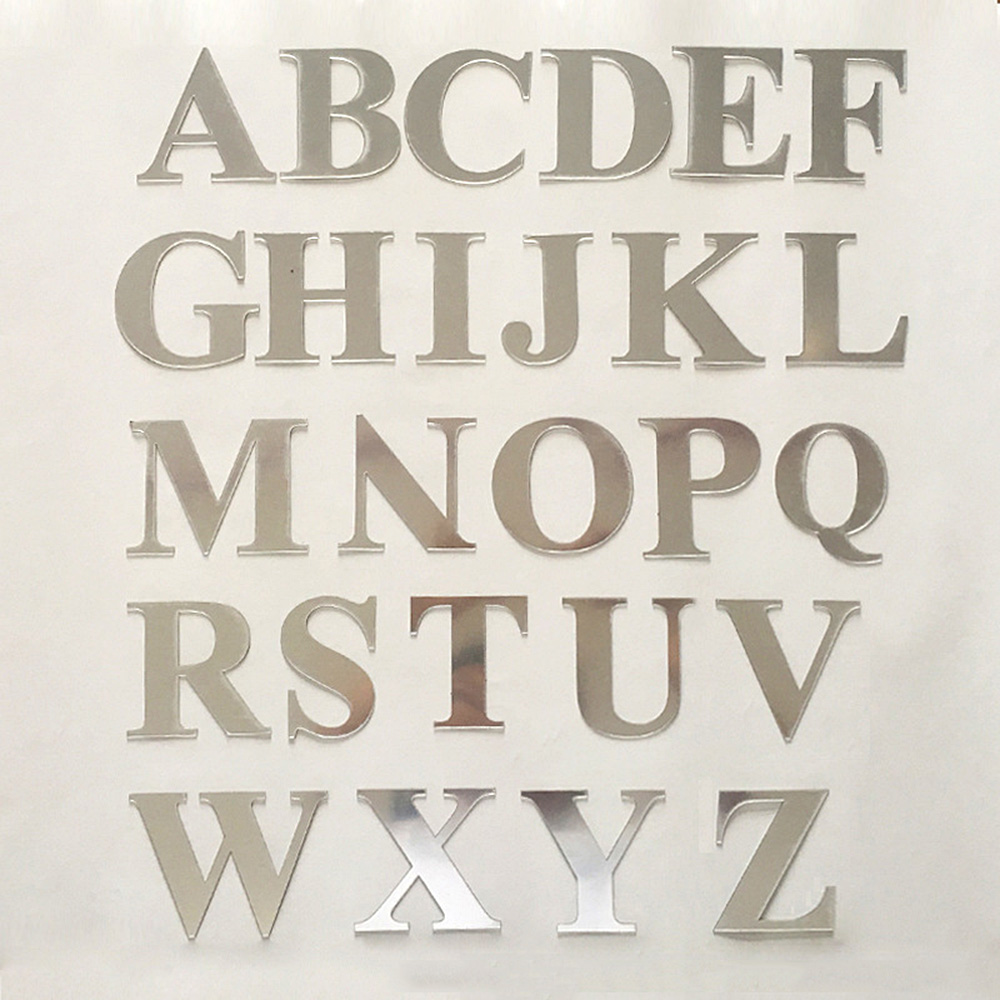 MIRROR WALL STICKER Alphabet Letters Acrylic Decal Home Art Decor