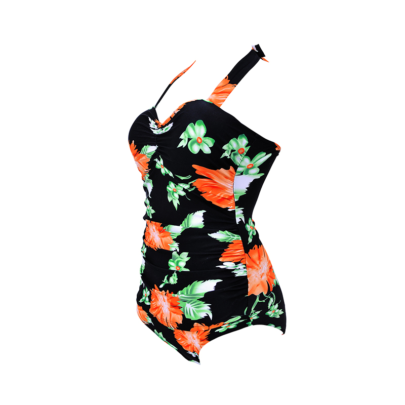 Plus Size Women Monokinis Floral Print Swimsuit Swimwear Beachwear