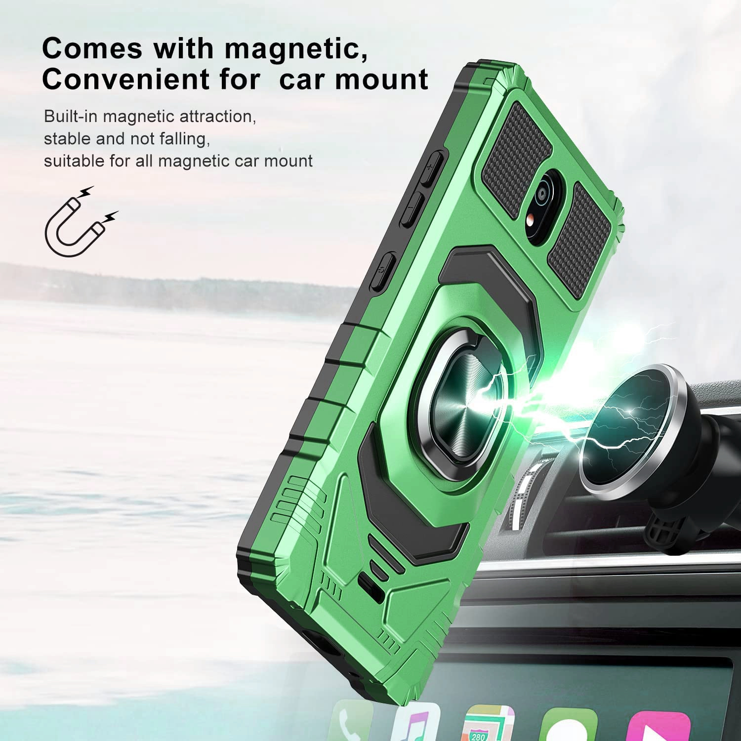 For Nokia C100 Phone Case Metal Ring Magnetic Support Kickstand Heavy ...