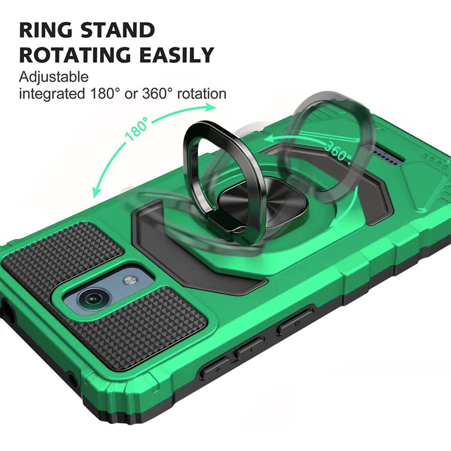 For Nokia C100 Phone Case Metal Ring Magnetic Support Kickstand Heavy ...