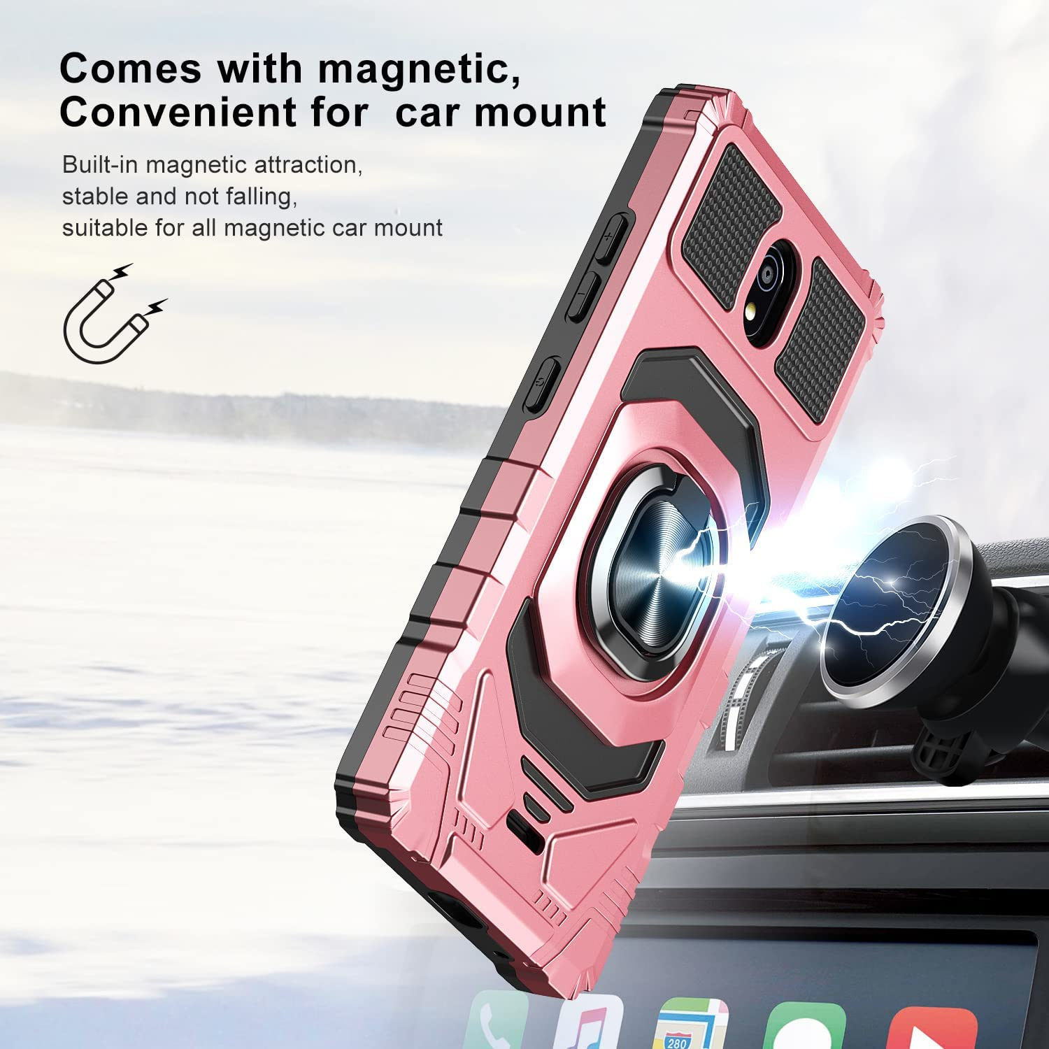 For Nokia C100 Phone Case Metal Ring Magnetic Support Kickstand Heavy ...