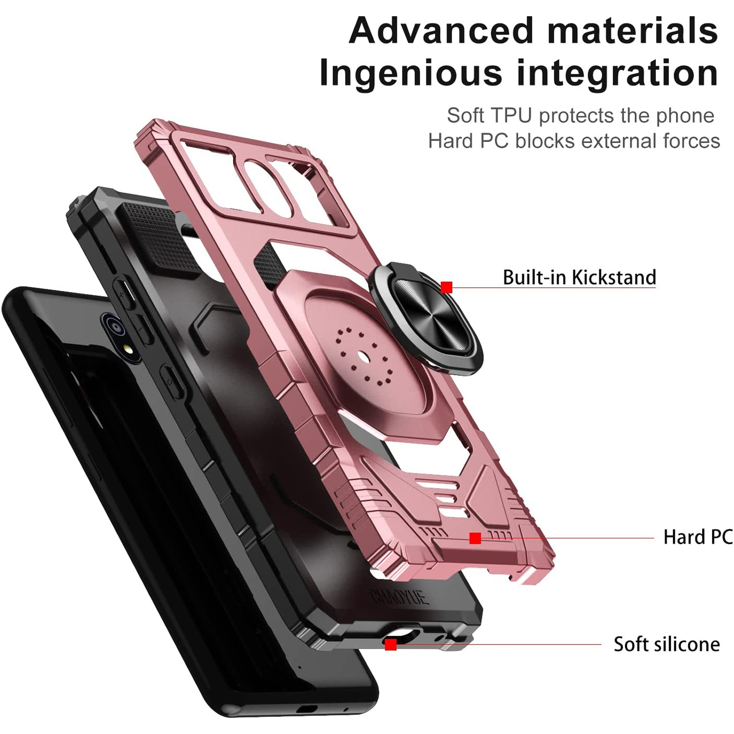 For Nokia C100 Phone Case Metal Ring Magnetic Support Kickstand Heavy ...