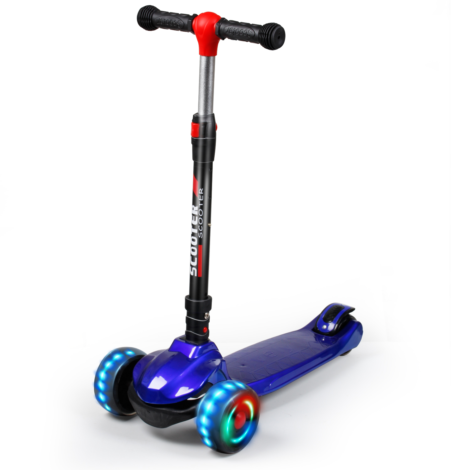 LED Kick Scooter Deluxe 3 Wheel Adjustable Height T-bar Glider For ...