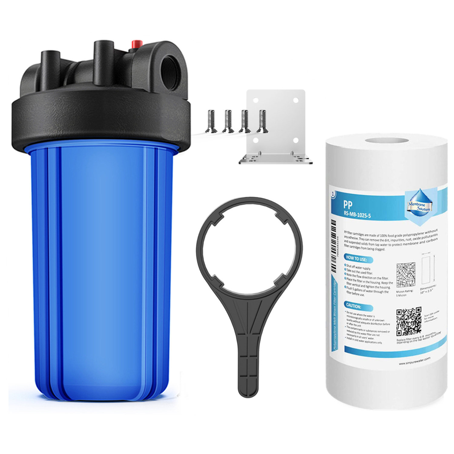 10 Inch Big Blue 10" x 4.5" Whole House Water Filter Housing Filtration ...