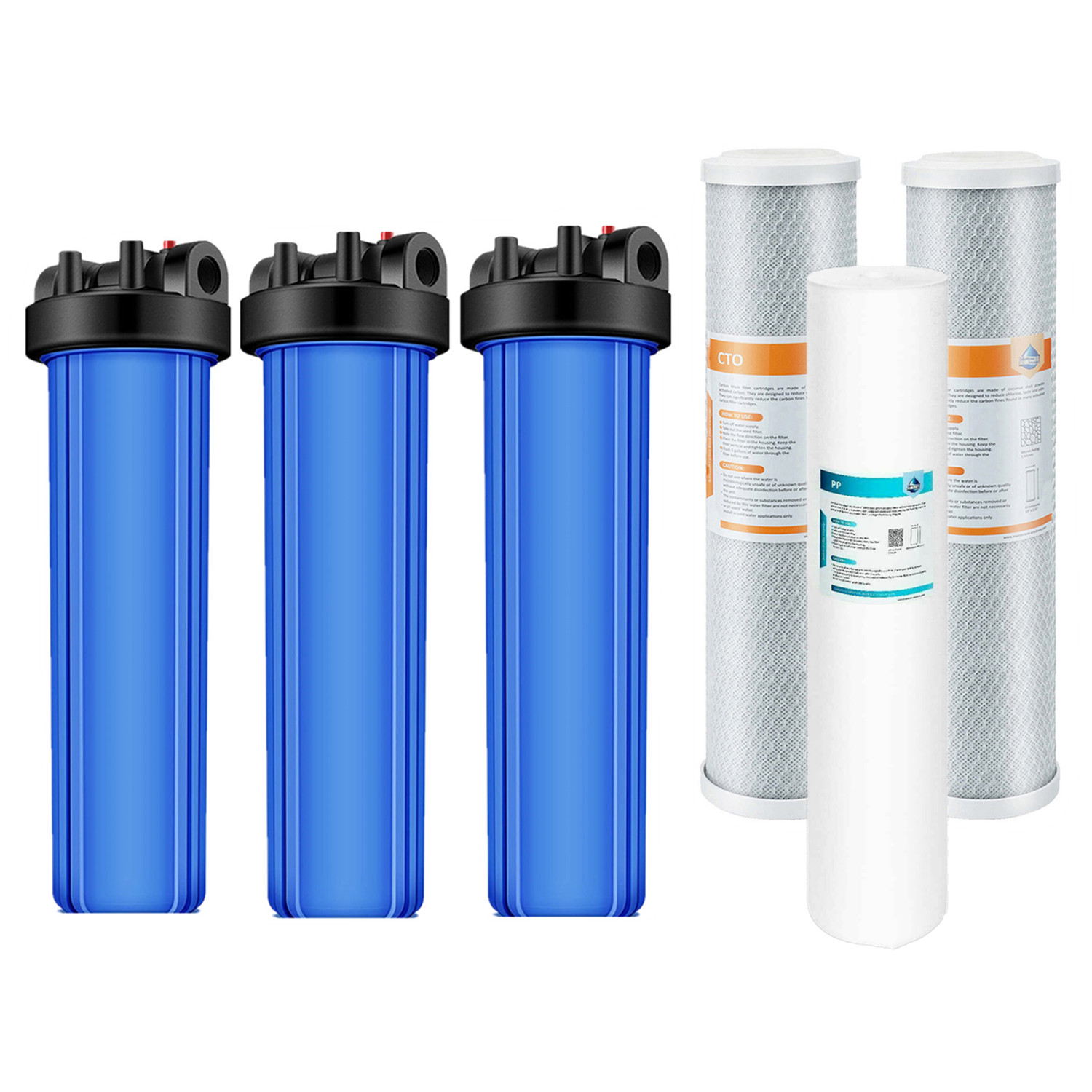 20" x 4.5" Big Blue Whole House Water Filter Housing Filtration System ...