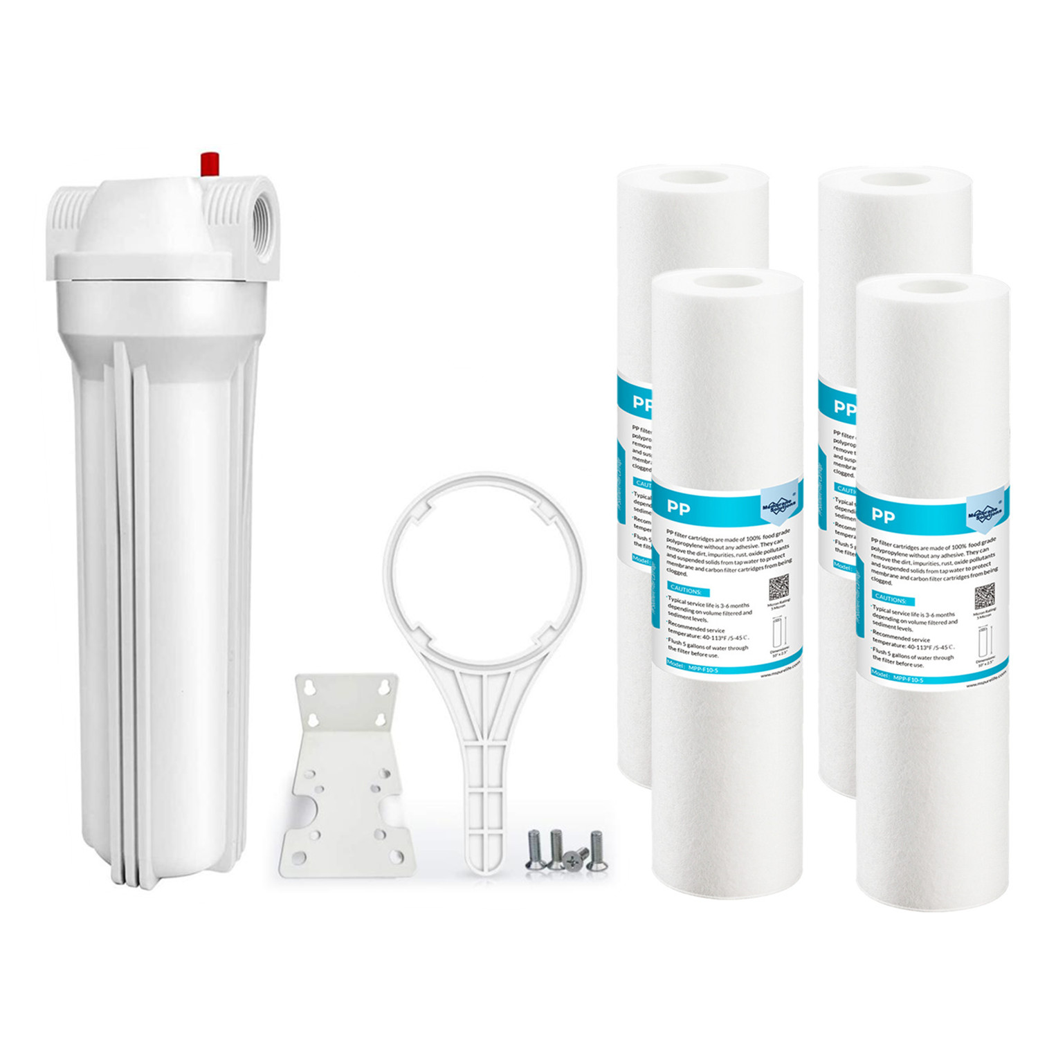 10 Inch Whole House Water Filter Housing Filtration System 10" x2.5" PP ...