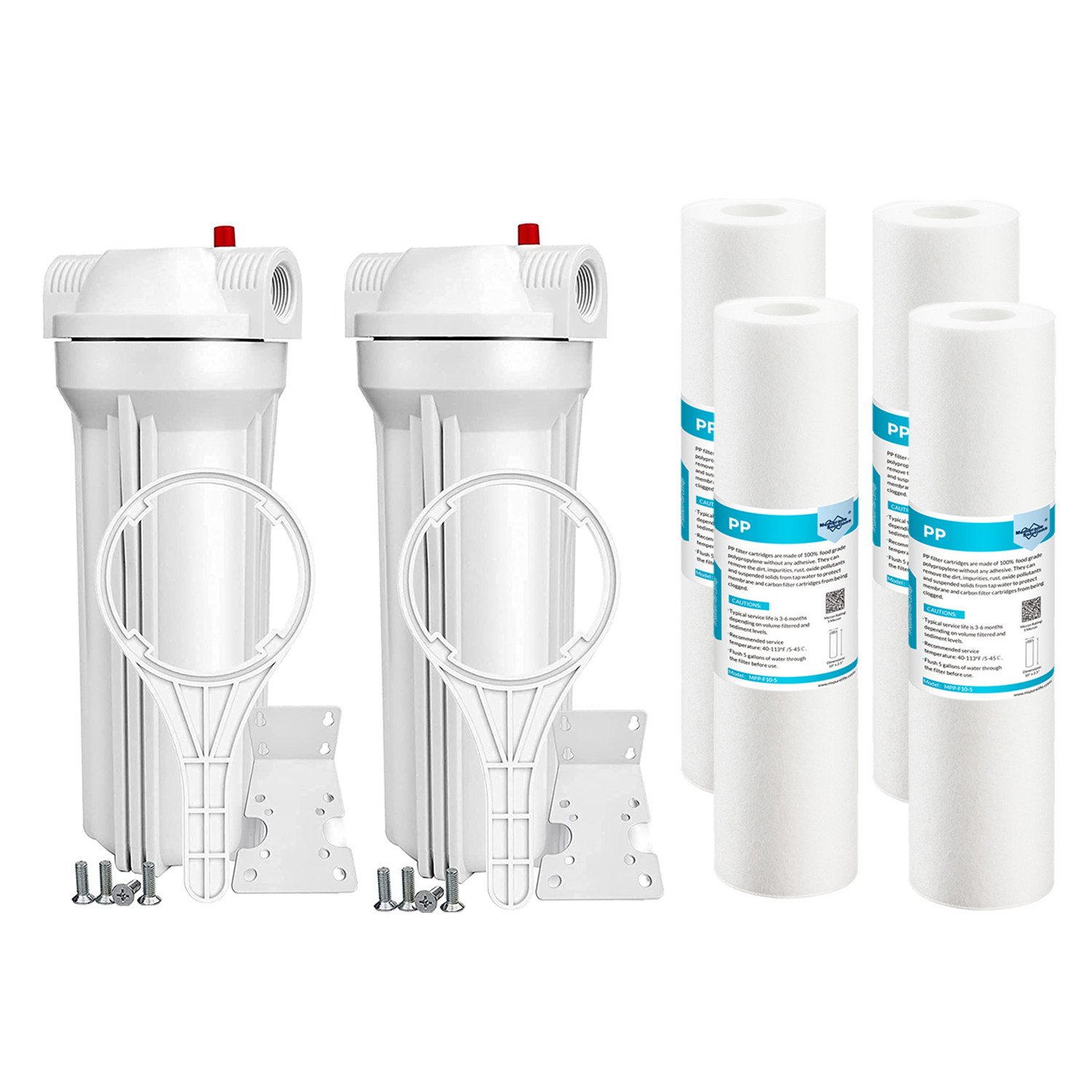 10 Inch Whole House Water Filter Housing Filtration System 10" x2.5" PP ...