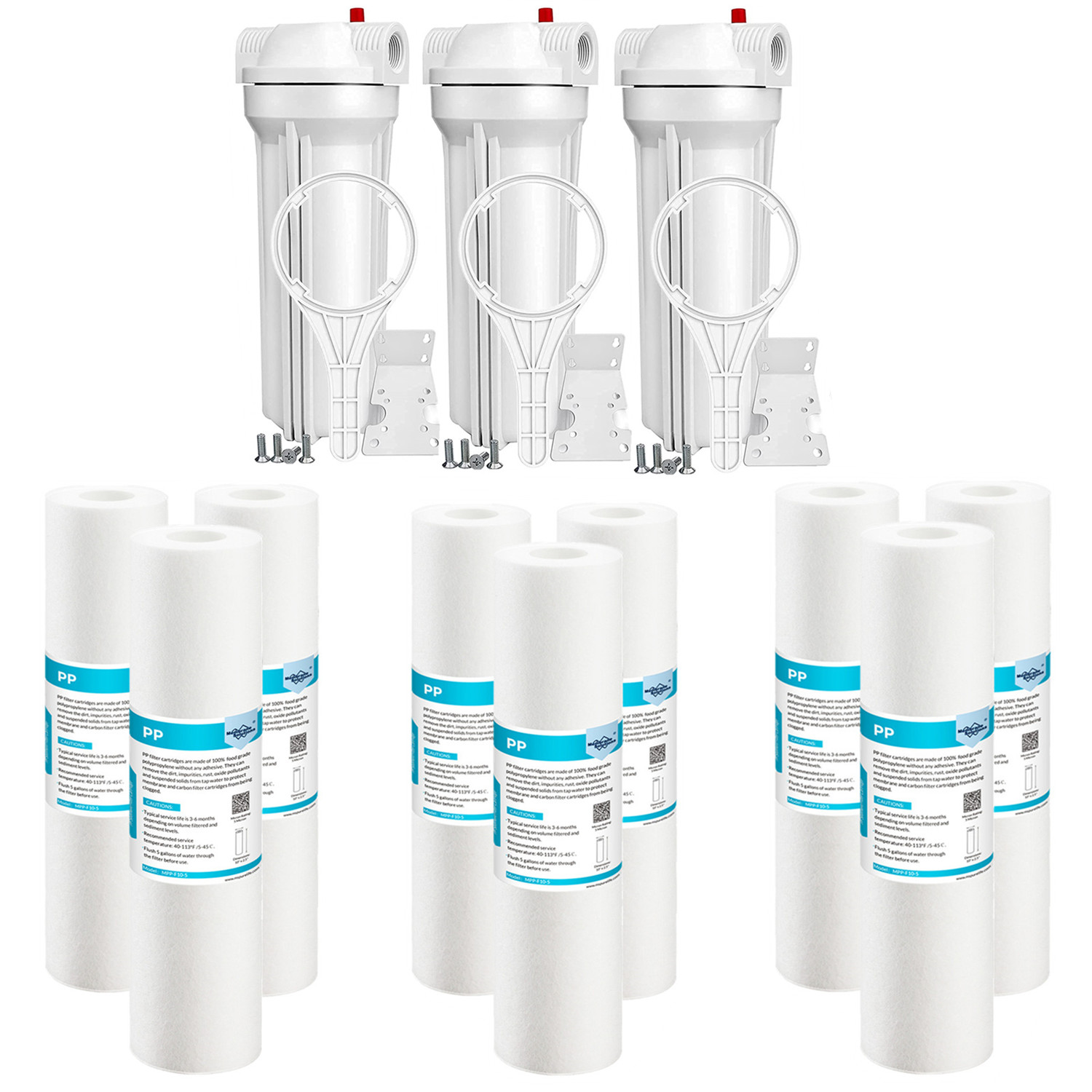 10 Inch Whole House Water Filter Housing Filtration System 10" x2.5" PP ...