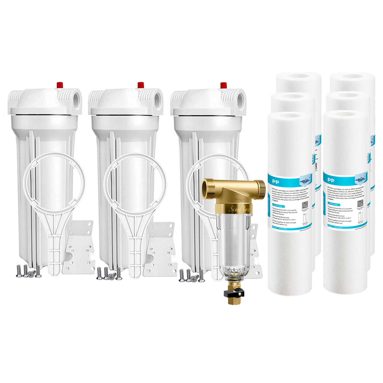 10 Inch Whole House Water Filter Housing Filtration System 10" x2.5" PP ...