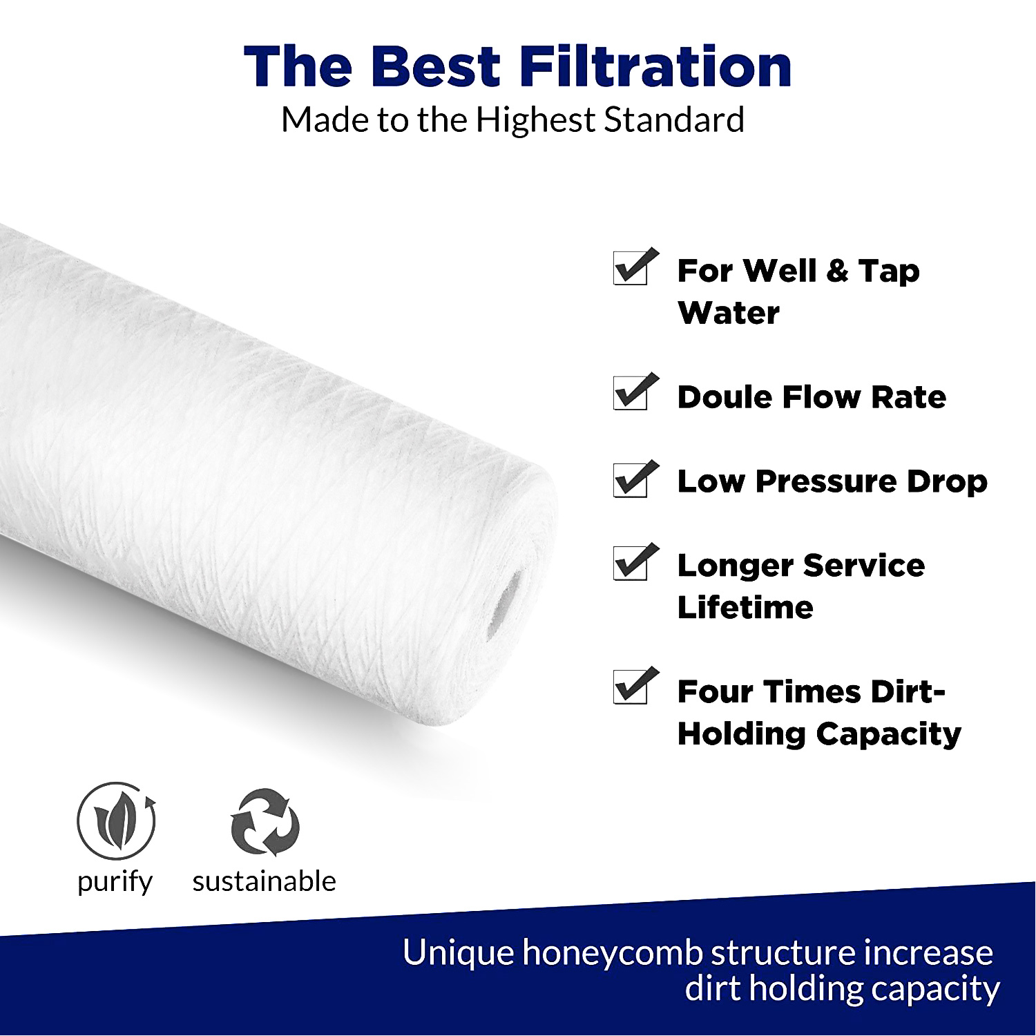 20" x 4.5" Big Blue Whole House Water Filter Housing System Sediment ...