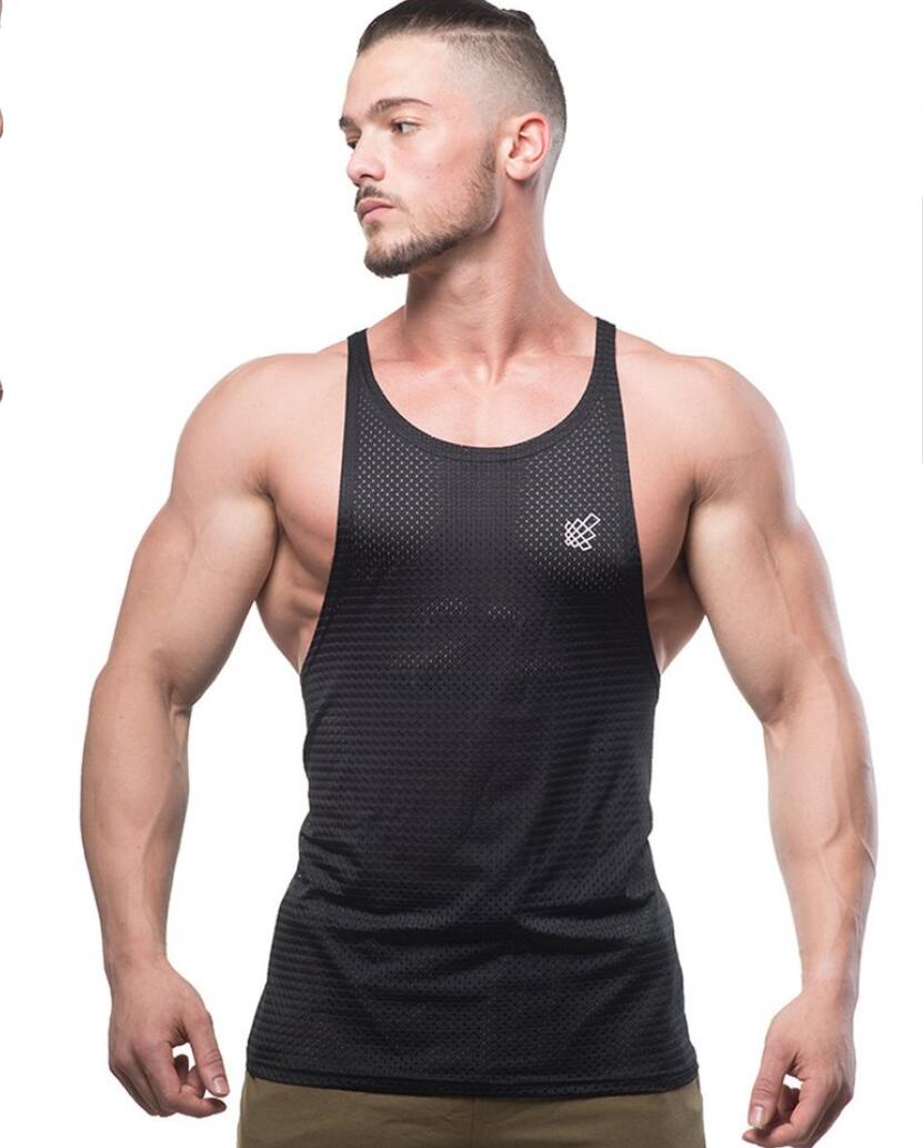Men Gym Bodybuilding Muscle Mesh Breathable Training Stringer Tank Top ...