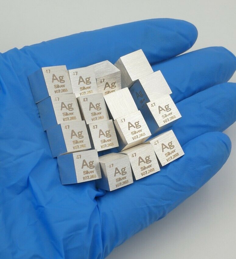 10mm Metal silver Cube 99.99% Pure Ag Density Cube Specimen Element ...
