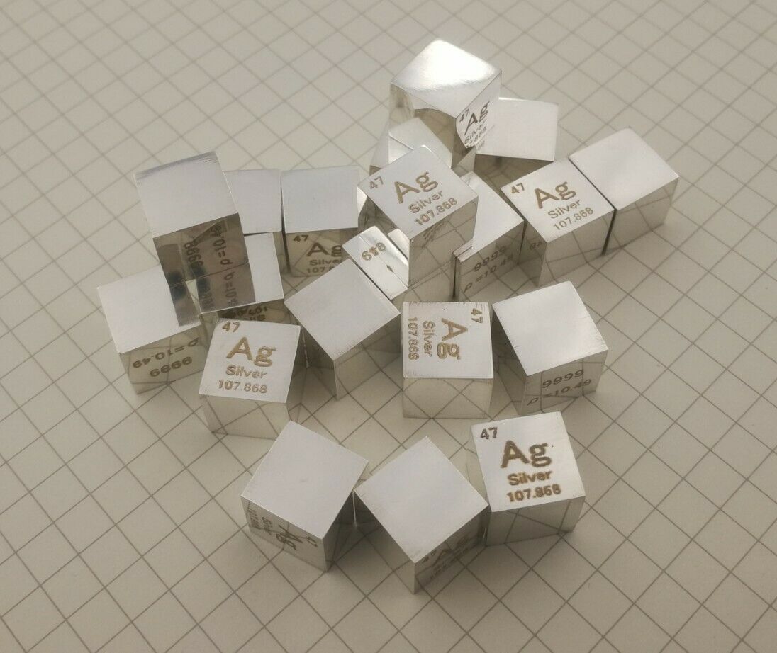 10mm Metal silver Cube 99.99% Pure Ag Density Cube Specimen Element ...