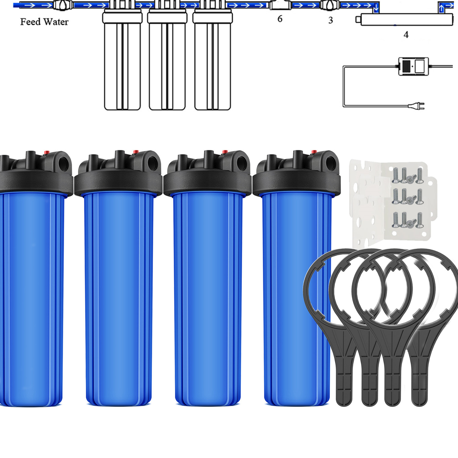 SimPure 20 Inch Big Blue Whole House Water Filter Housing 20" x 4.5 ...