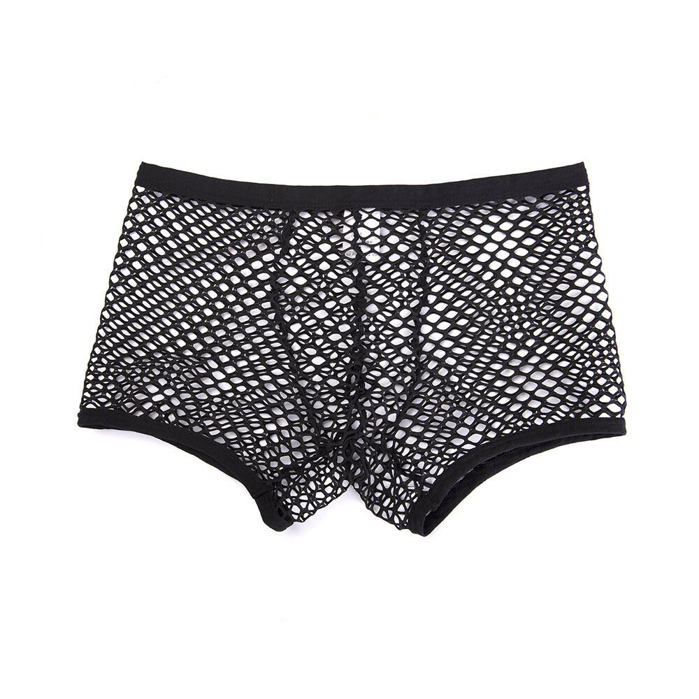 Sexy Men Sheer Mesh Pouch Boxer Briefs See Through Underwear Panties